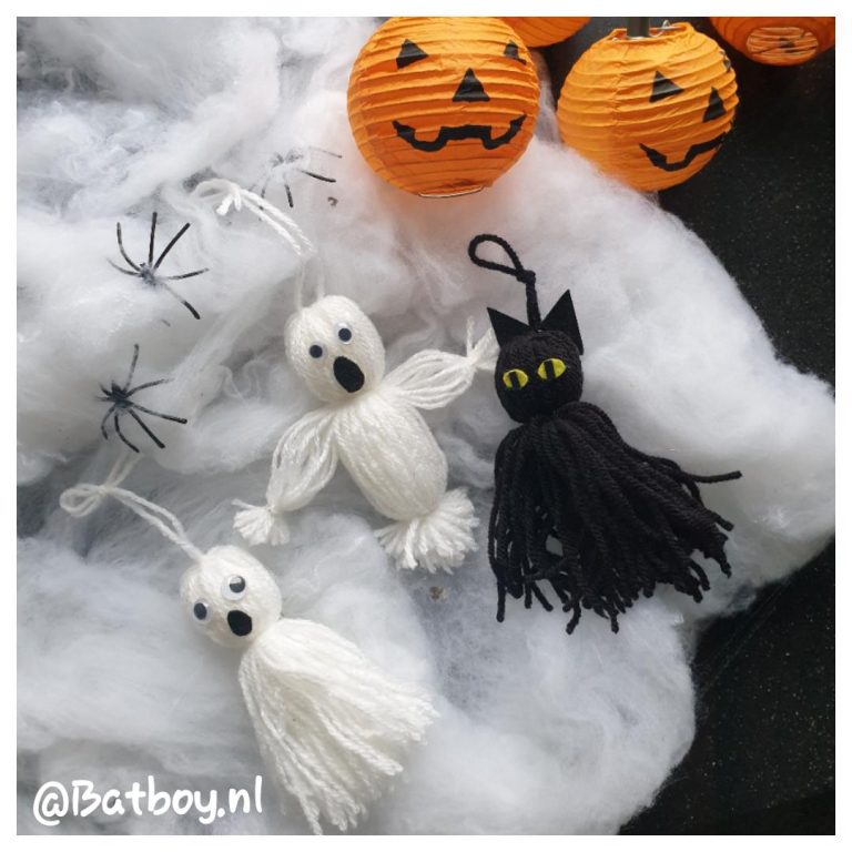 Spookjes en een zwarte kat van wol maken voor Halloween | Batboy